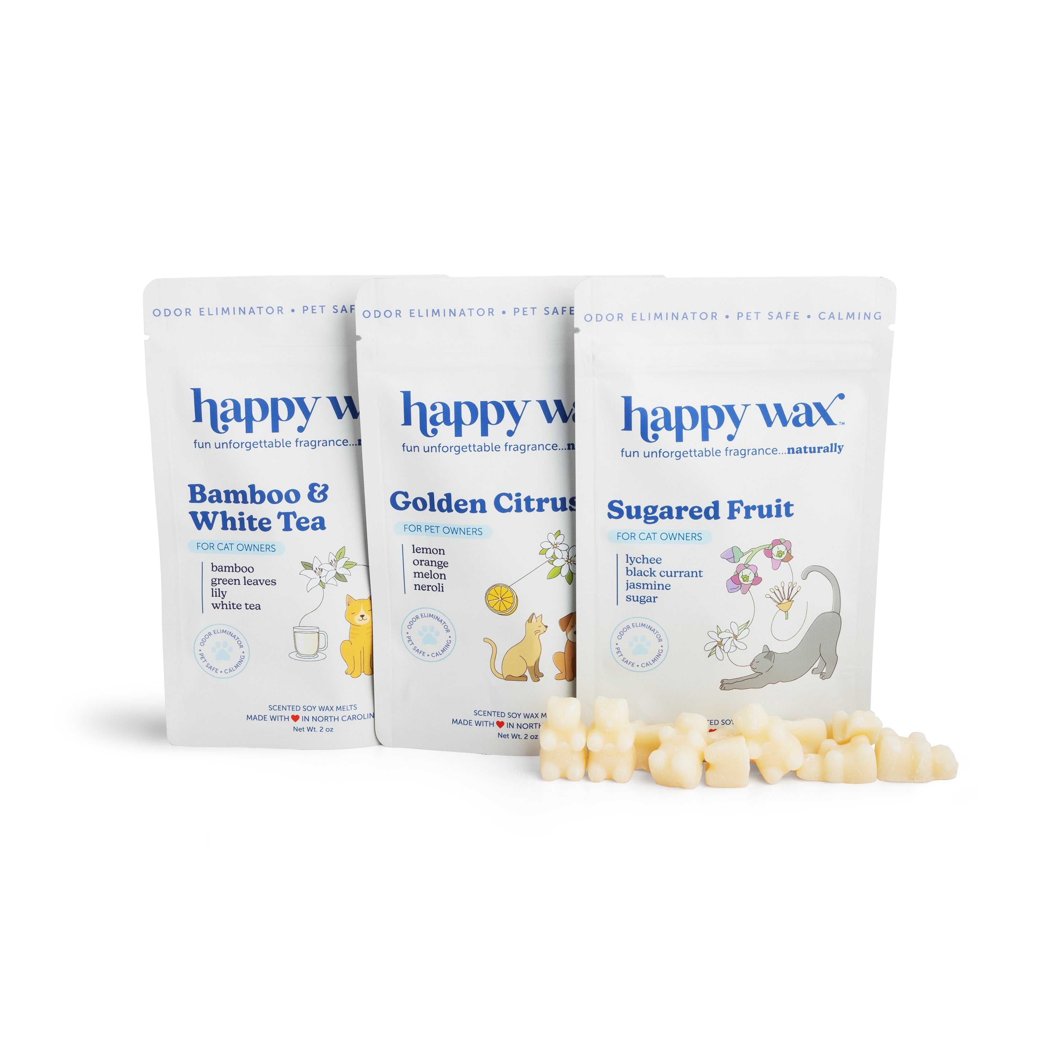 Cat Owner Collection 3-Pack: Odor Eliminator & Calming - Happy Wax®